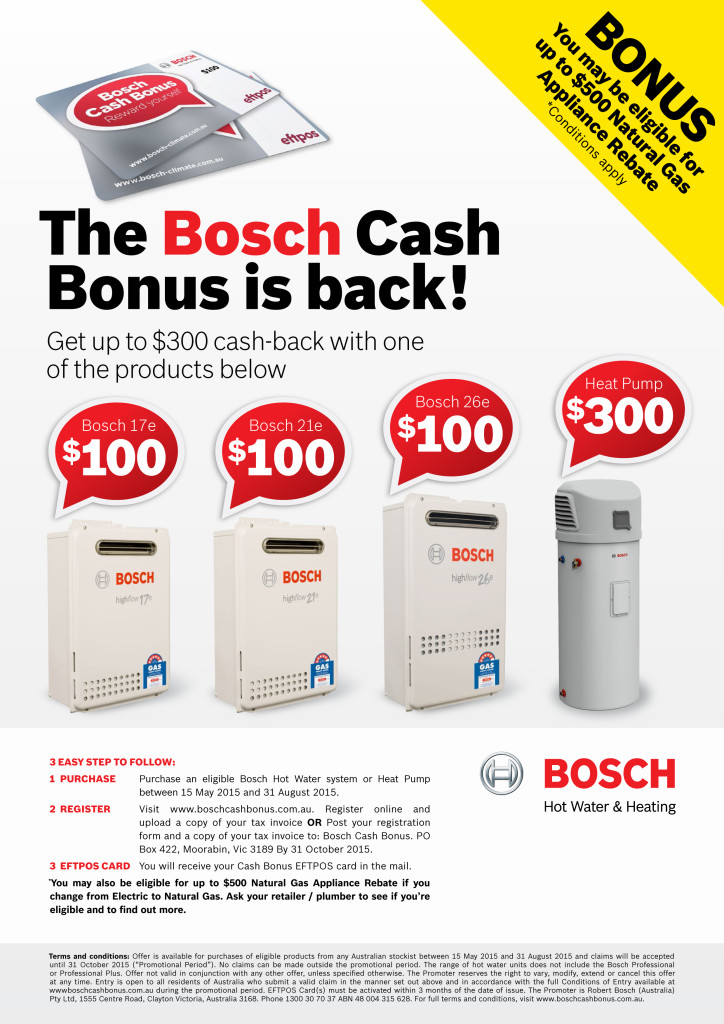 The Bosch Cash Bonus is back! - Hot water in a hurry